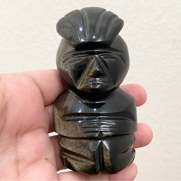 Art | Vintage Blackbrown Obsidian Carved Stone Mexican Aztec Mayan Inca ...
